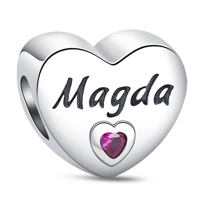 Zawieszka SREBRO 925 Charms koralik Imię Magda Magdalena Serce - Sfera Damska | Moda Sklep EMPIK.COM
