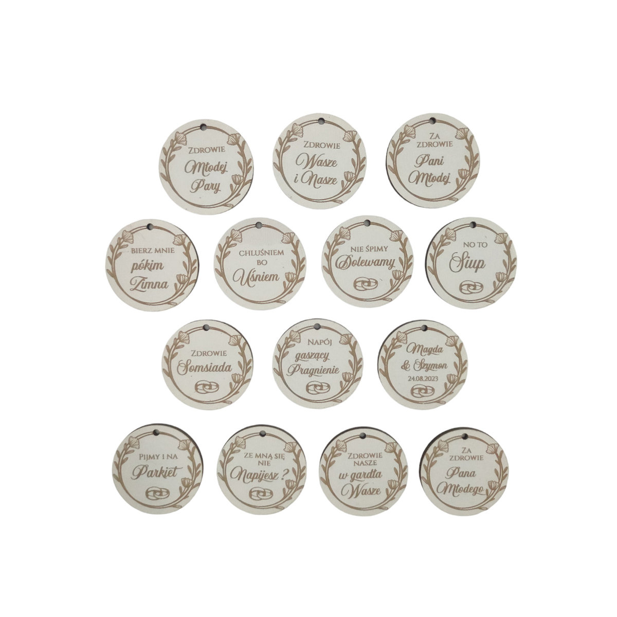 Zawieszki na wódkę na Wesele, grawer, wianek - 14 szt. - Inna marka | Sklep EMPIK.COM