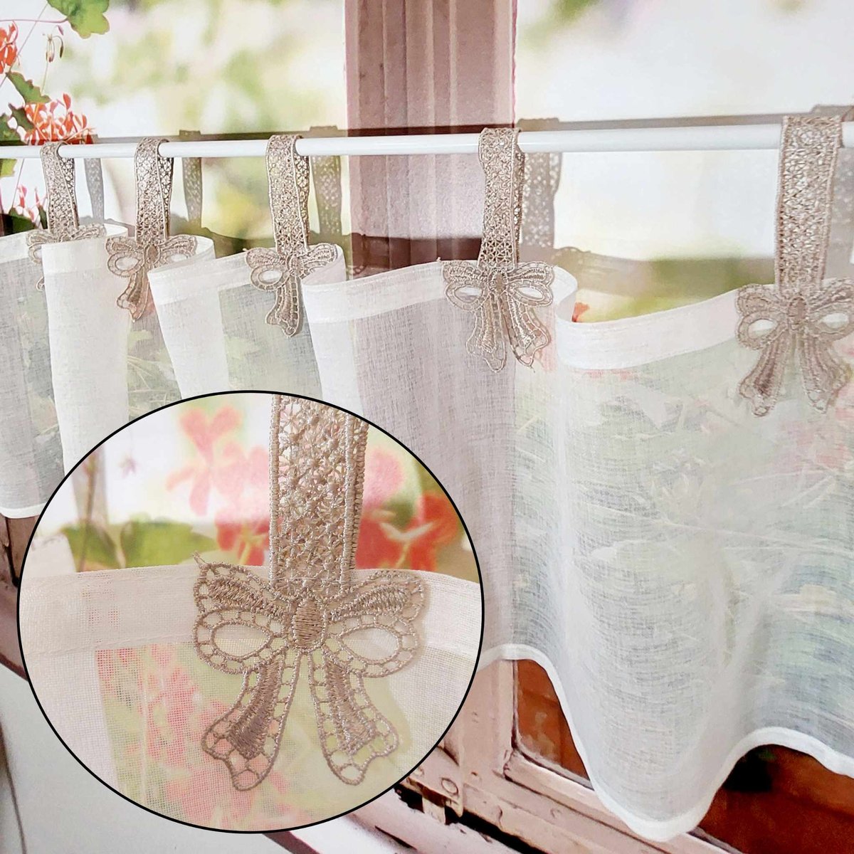 Zazdrostka Firanka Retro do Kuchni na szelki z kokardki ażurowe 30/150 cm - Zpotrzebyserca ...