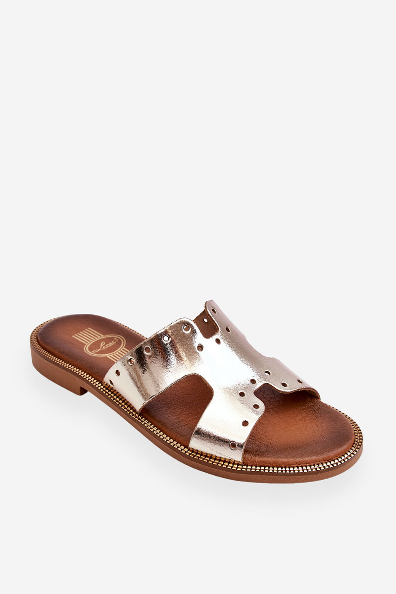 Zazoo 40326 Damskie Klapki Z Ozdobnymi Wycięciami Złote-36 - Zazoo ...