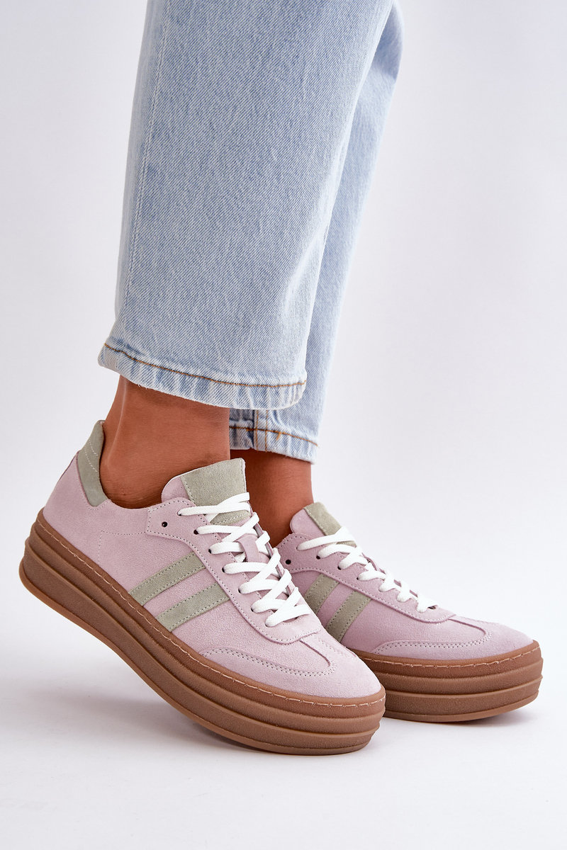 Zazoo N1068S4 Damskie Zamszowe Sneakersy Na Platformie Fioletowe-40 ...
