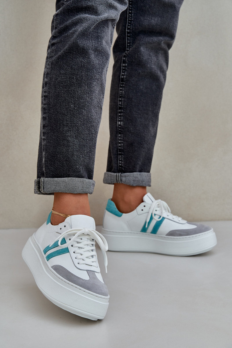Zazoo N1068S8 Skórzane Niskie Sneakersy Damskie Na Platformie Białe-36 ...