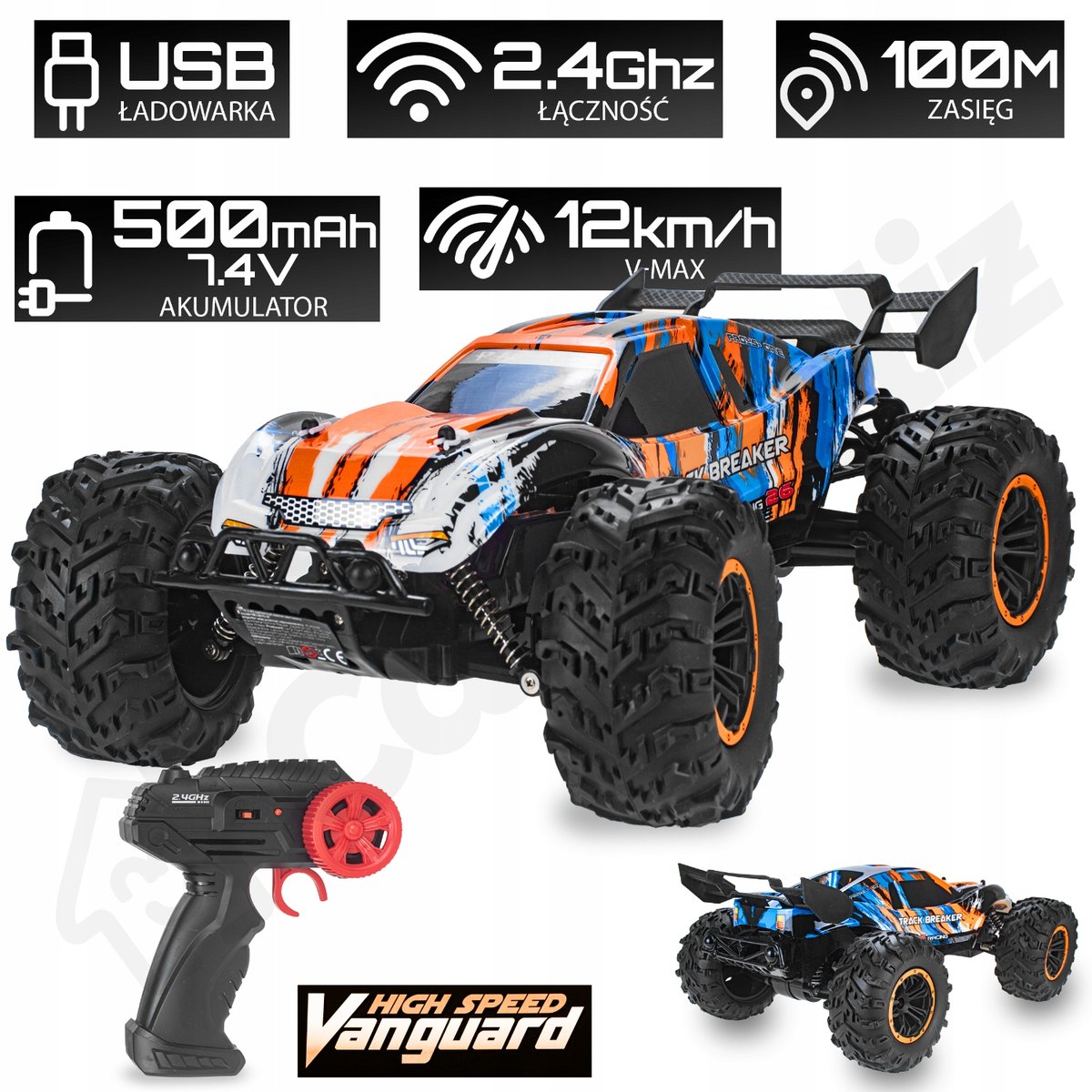 Zdalnie sterowany samochód RC auto na pilot terenowy duży akumulator ...