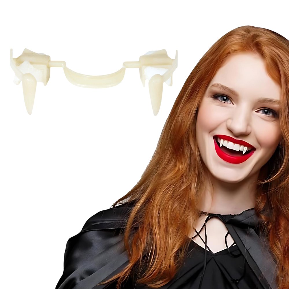 ZĘBY KŁY WAMPIRA białe wsuwane WAMPIR Hrabia Drakula HALLOWEEN - ABC ...