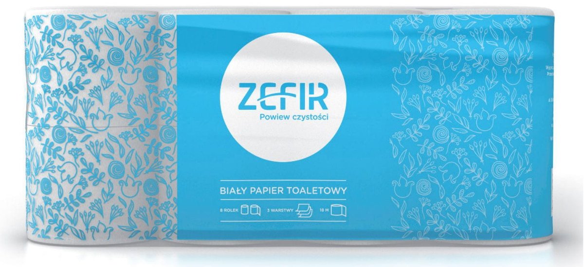 ZEFIR 3 warstwy 8 rolek - biały papier toaletowy - Zefir | Sklep EMPIK.COM