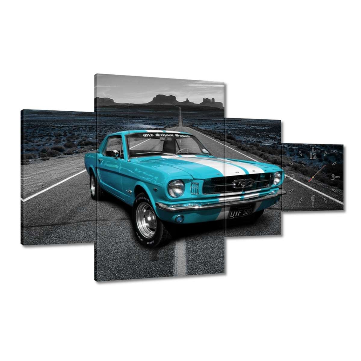 Zegar 130x80cm Błękitny Ford Mustang - ZeSmakiem | Sklep EMPIK.COM