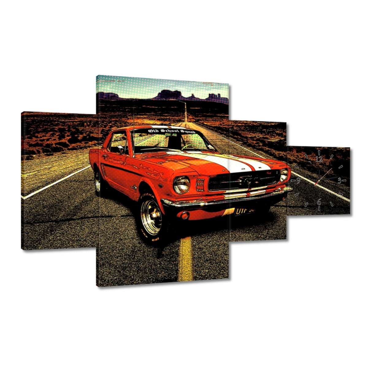 Zegar 130x80cm Czerwony Ford Mustang - ZeSmakiem | Sklep EMPIK.COM