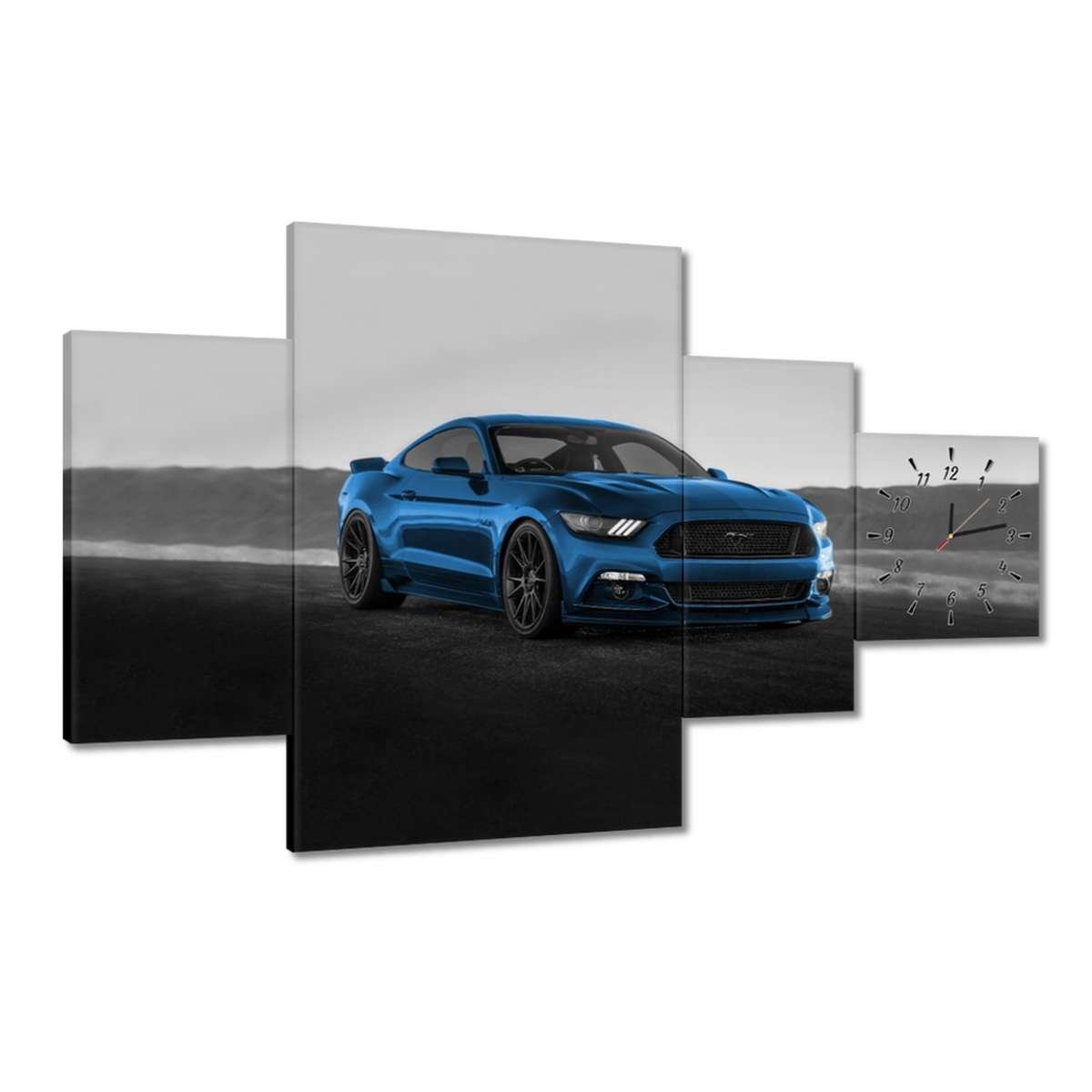 Zegar 130x80cm Niebieski Ford Mustang - ZeSmakiem | Sklep EMPIK.COM