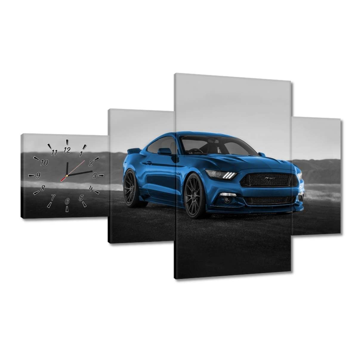Zegar 130x80cm Niebieski Ford Mustang - ZeSmakiem | Sklep EMPIK.COM
