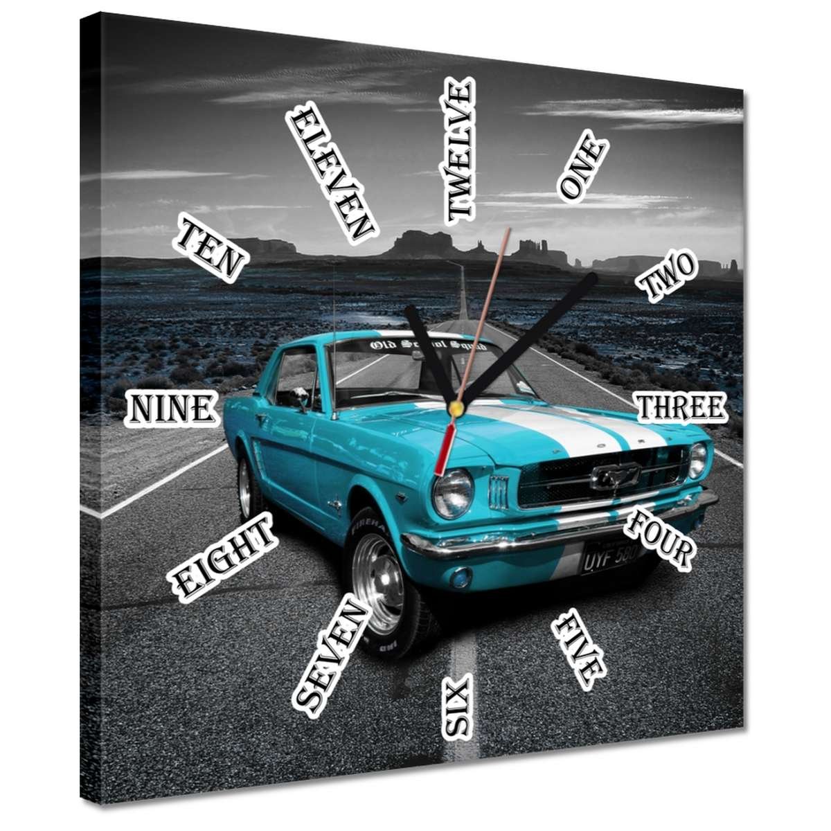 Zegar 30x30cm Błękitny Ford Mustang - ZeSmakiem | Sklep EMPIK.COM
