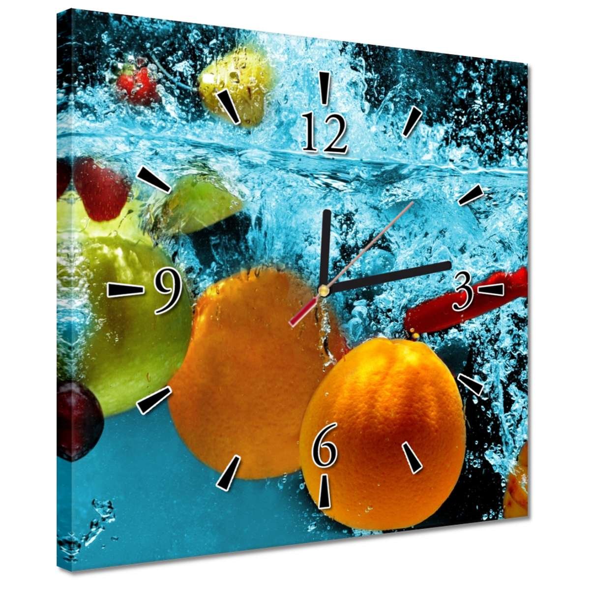 Zegar 30x30cm Błękitny plusk z owocami - ZeSmakiem | Sklep EMPIK.COM
