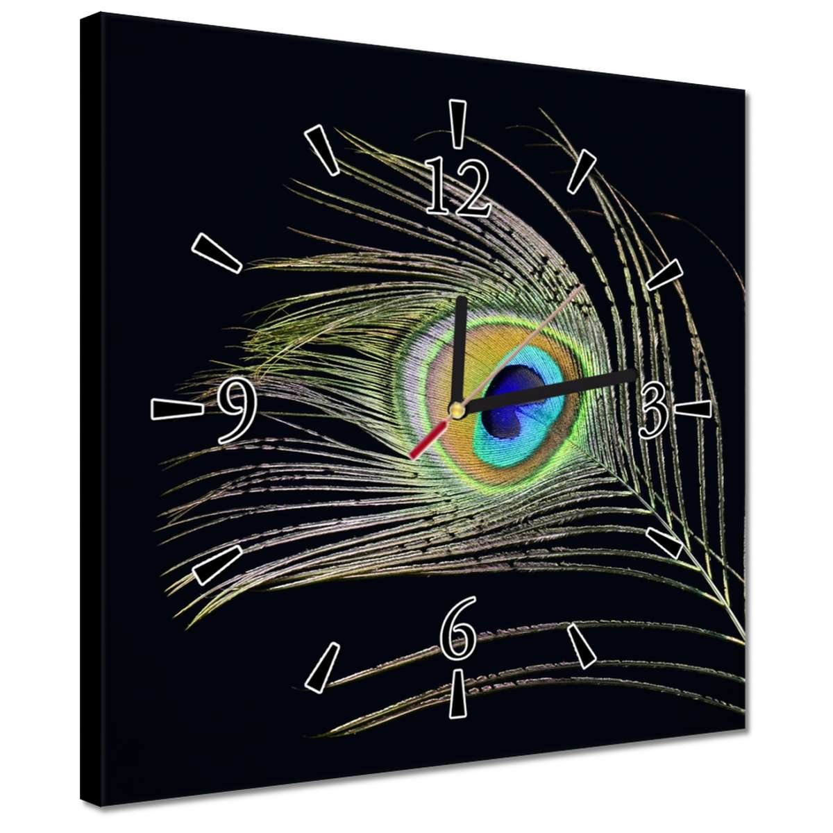 Zegar 30x30cm Kolorowe Pióro pawia - ZeSmakiem | Sklep EMPIK.COM