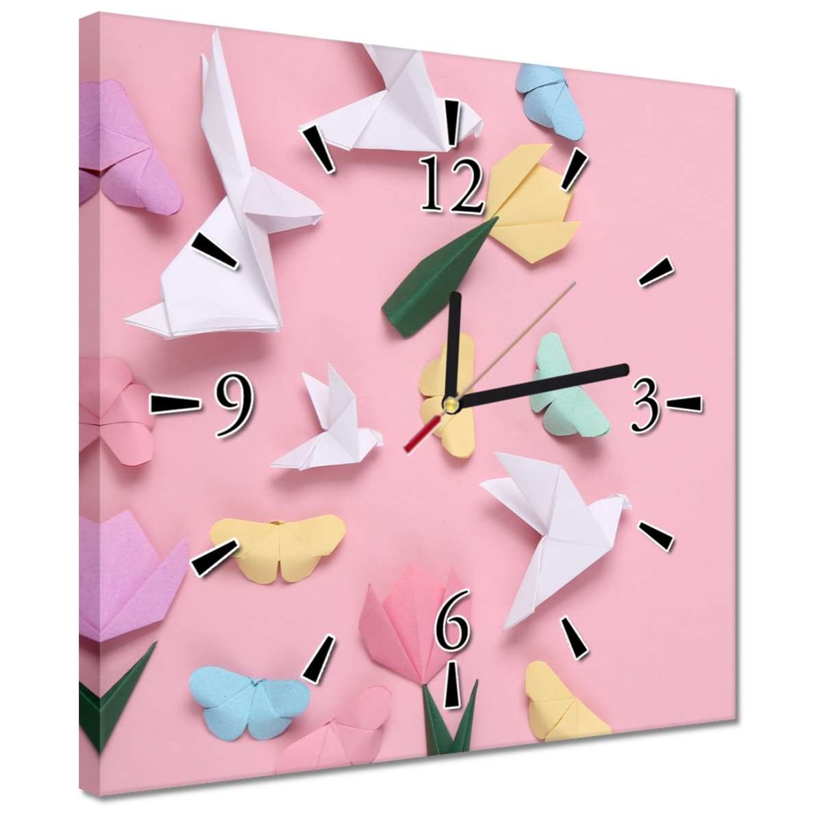 Zegar 30x30cm Origami motyle tulipany - Inna marka | Sklep EMPIK.COM