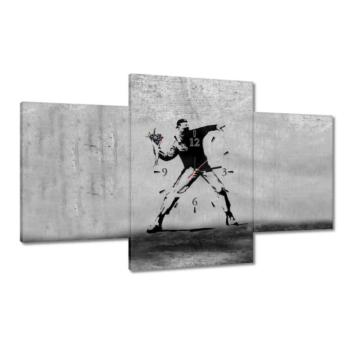 Zegar Banksy Miotacz kwiatów, 100x60cm - ZeSmakiem | Sklep EMPIK.COM