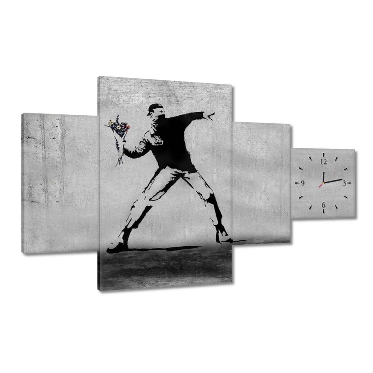 Zegar Banksy Miotacz kwiatów, 130x80cm - ZeSmakiem | Sklep EMPIK.COM