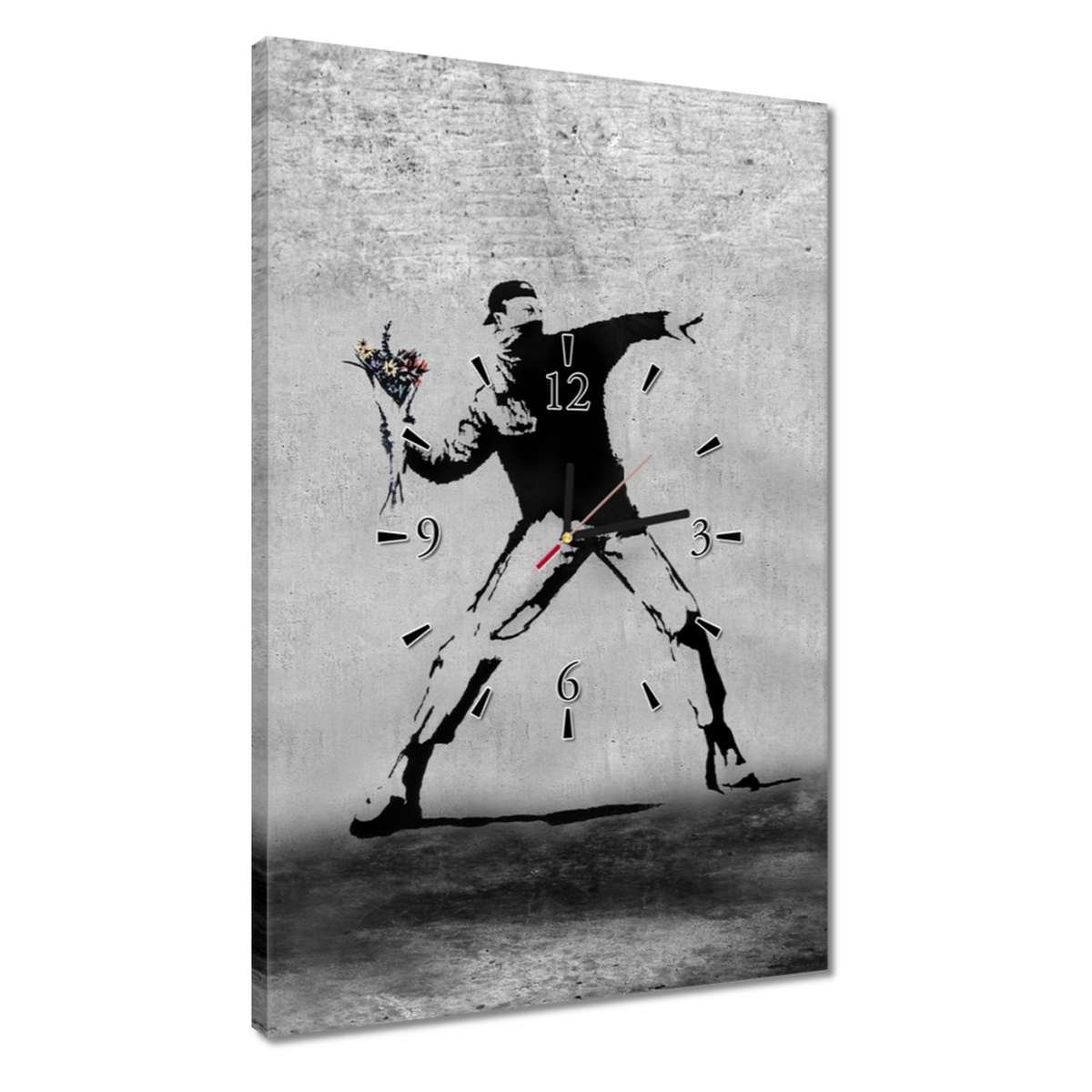 Zegar Banksy Miotacz kwiatów, 40x60cm - ZeSmakiem | Sklep EMPIK.COM