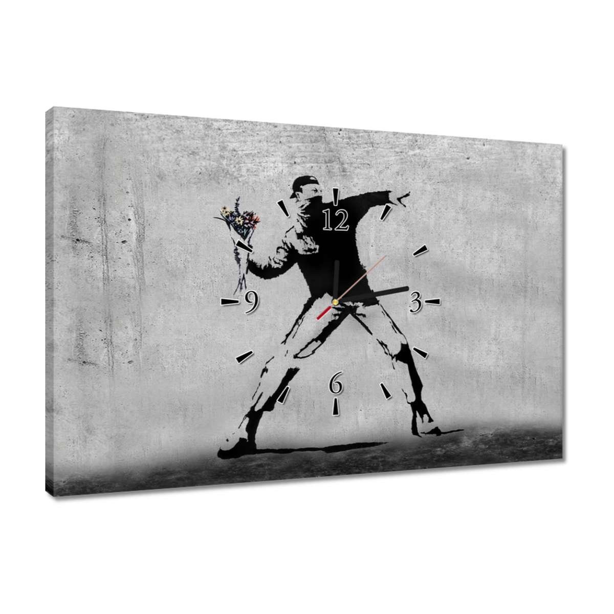 Zegar Banksy Miotacz kwiatów, 60x40cm - ZeSmakiem | Sklep EMPIK.COM