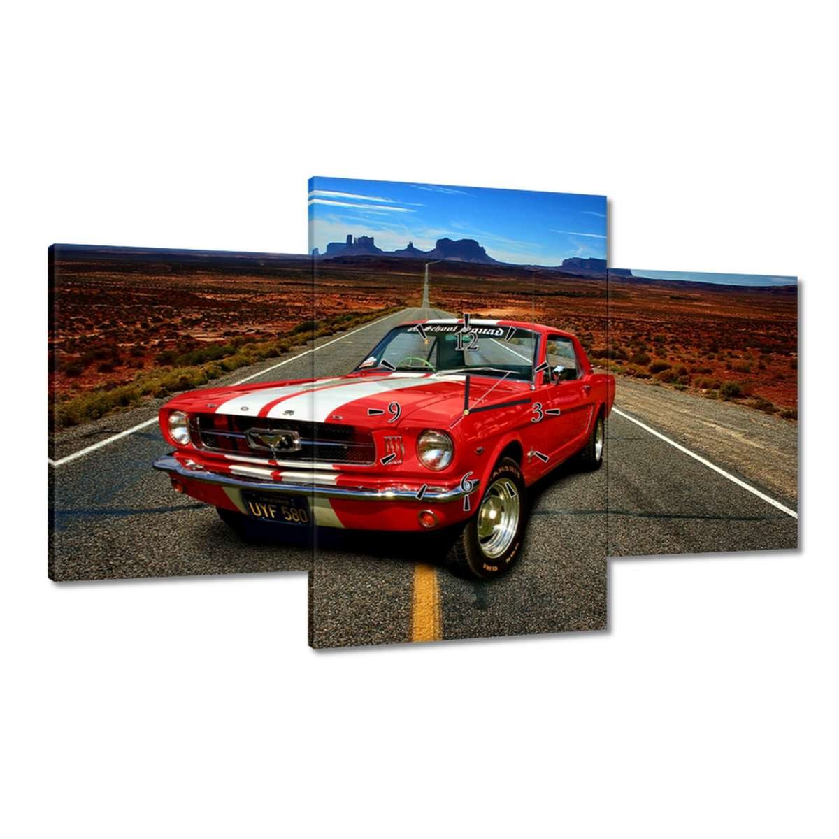Zegar Czerwony Ford Mustang USA, 100x60cm - ZeSmakiem | Sklep EMPIK.COM