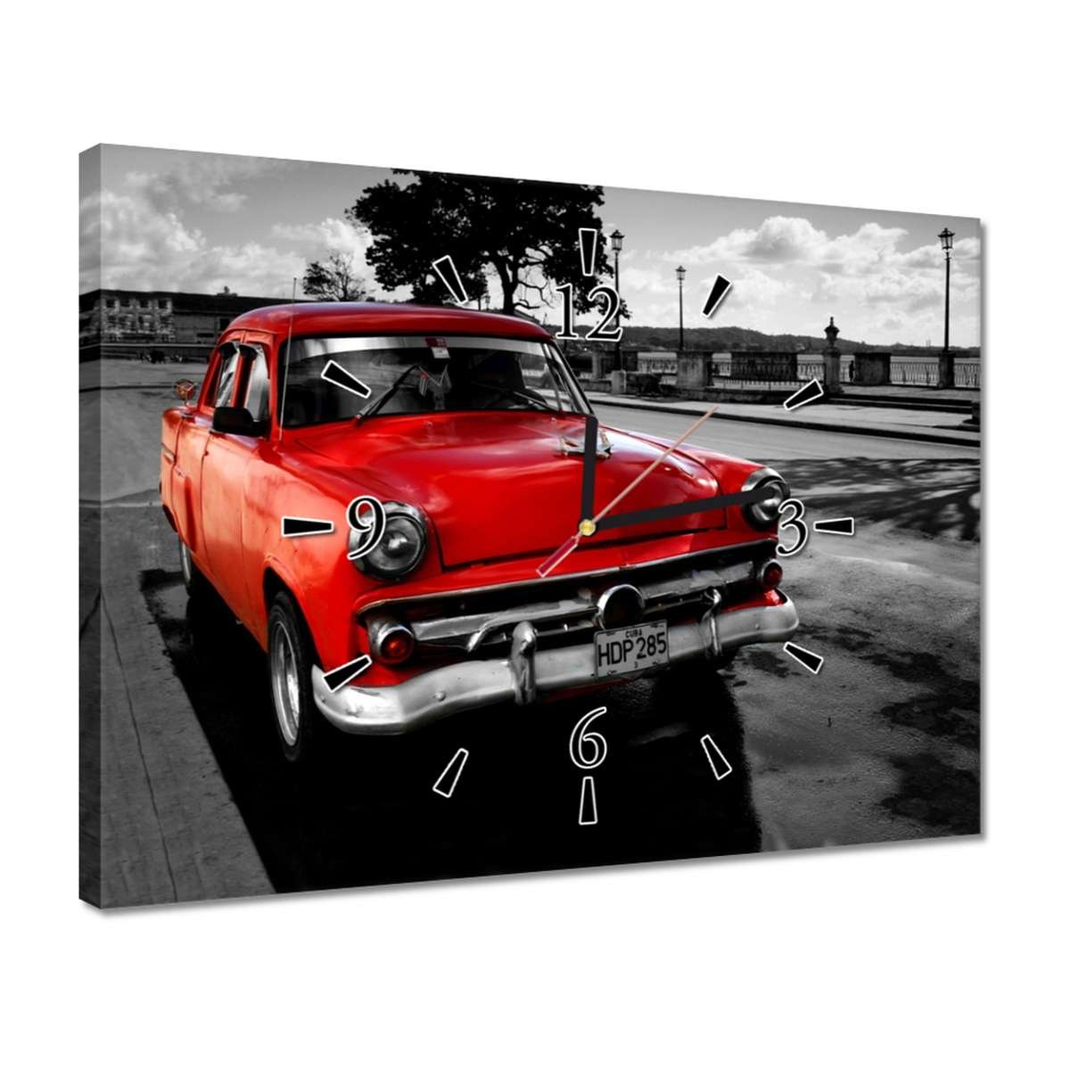 Zegar Kubańskie czerwone auto, 40x30cm - ZeSmakiem | Sklep EMPIK.COM