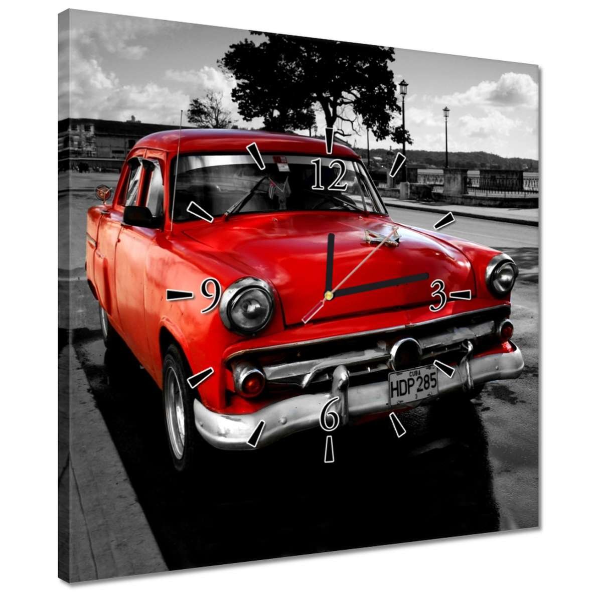 Zegar Kubańskie czerwone auto, 40x40cm - ZeSmakiem | Sklep EMPIK.COM