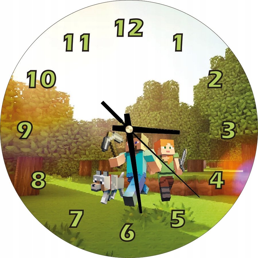 Zegar Ścienny Dla Dzieci Minecraft Steve i Alex - Plexido | Sklep EMPIK.COM