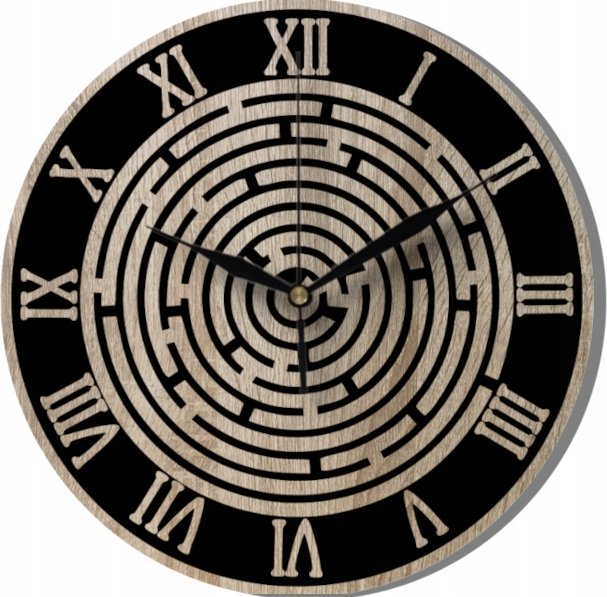 Zegar Ścienny Drewniany Riddle z Motywem Labiryntu 35 cm - Inna marka ...