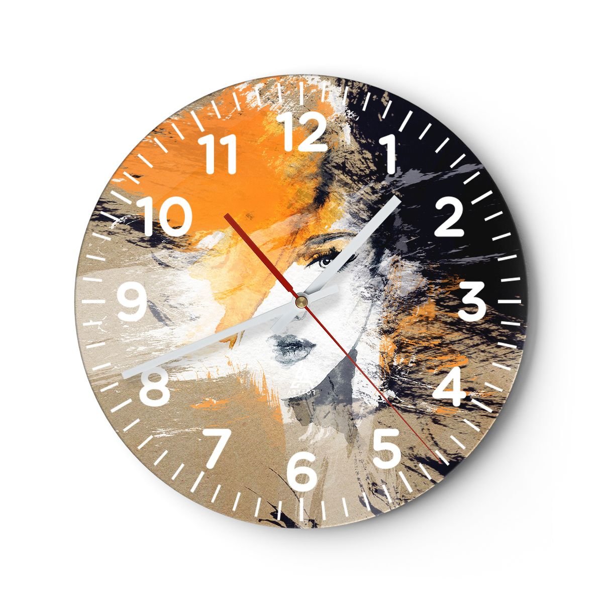 Zegar ścienny - I staje się światło - 30x30cm - Abstrakcja Twarz Kobiety Kobieta - Okrągły zegar ...