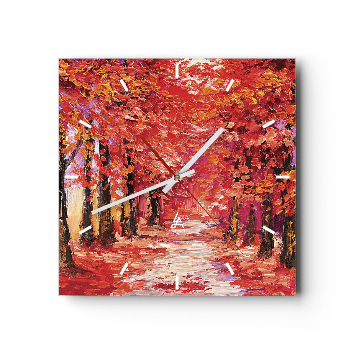 Zegar ścienny - Jesienna impresja - 40x40cm - Drzewa W Parku Aleja ...