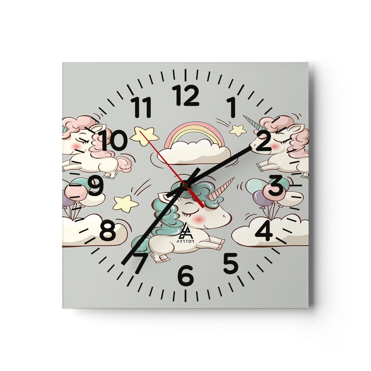 Zegar ścienny - Na pewno istnieją… - 30x30cm - Dla Dzieci Jednorożec Bajka - Kwadratowy zegar ...
