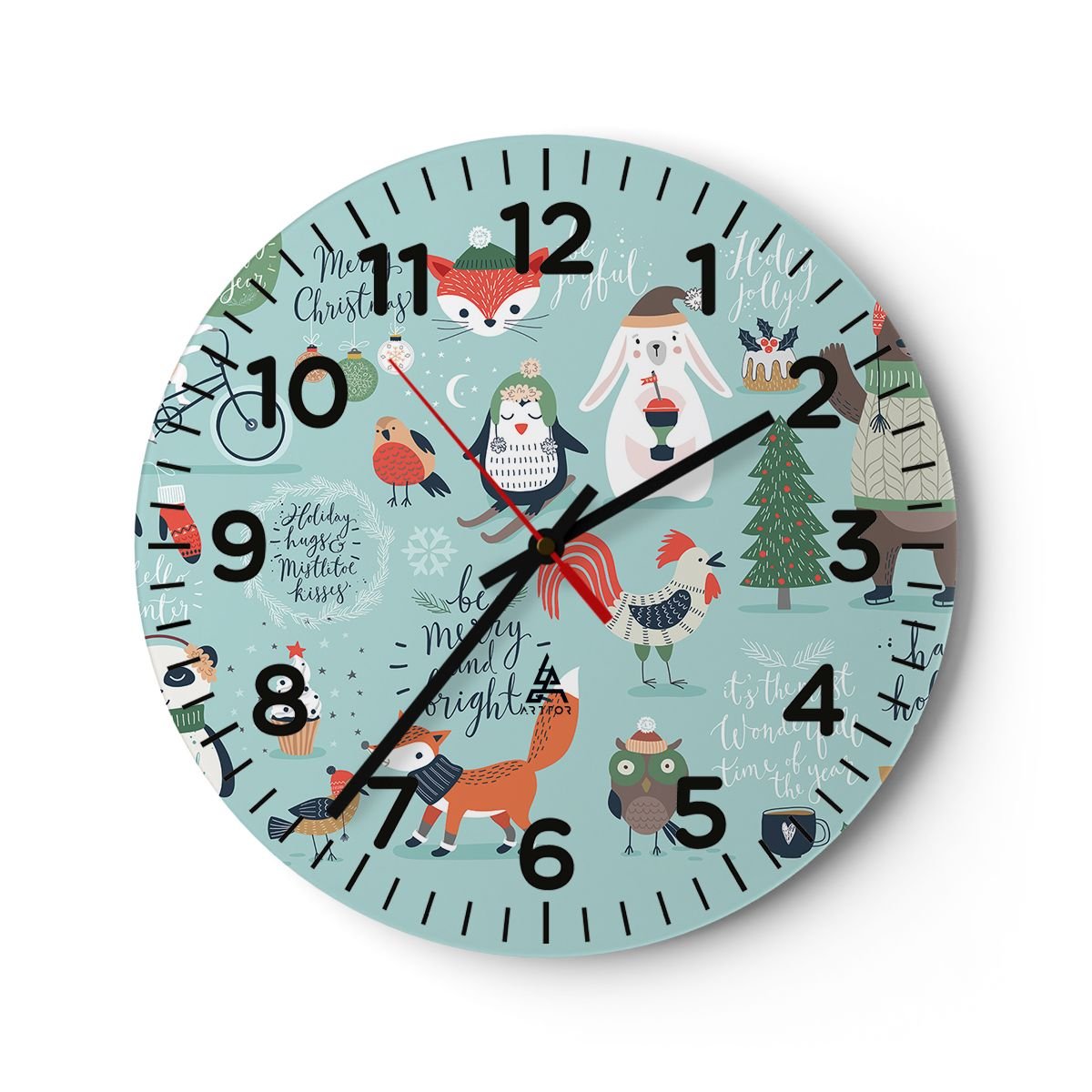Zegar ścienny - Niech zawsze już będą święta! - 30x30cm - Dla Dzieci Zima Wesołe Zwierzęta ...