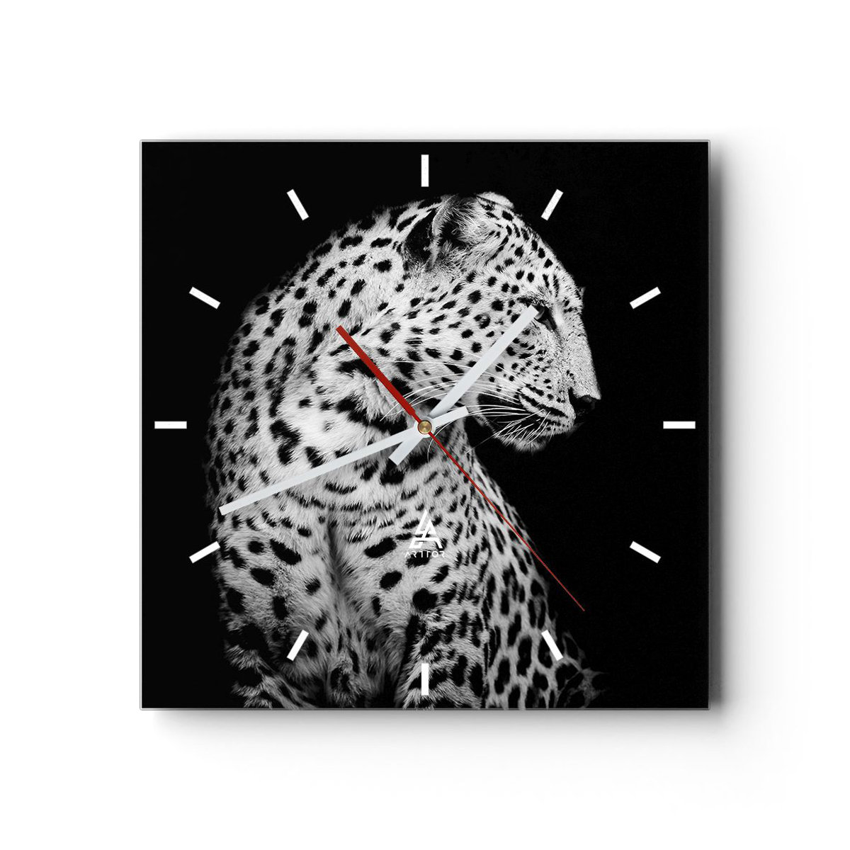 Zegar ścienny - Prawy profil doskonały! - 30x30cm - Zwierzęta Lampart ...
