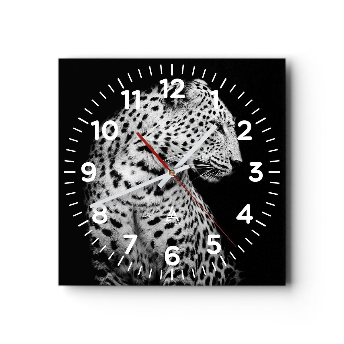 Zegar ścienny - Prawy profil doskonały! - 40x40cm - Zwierzęta Lampart ...