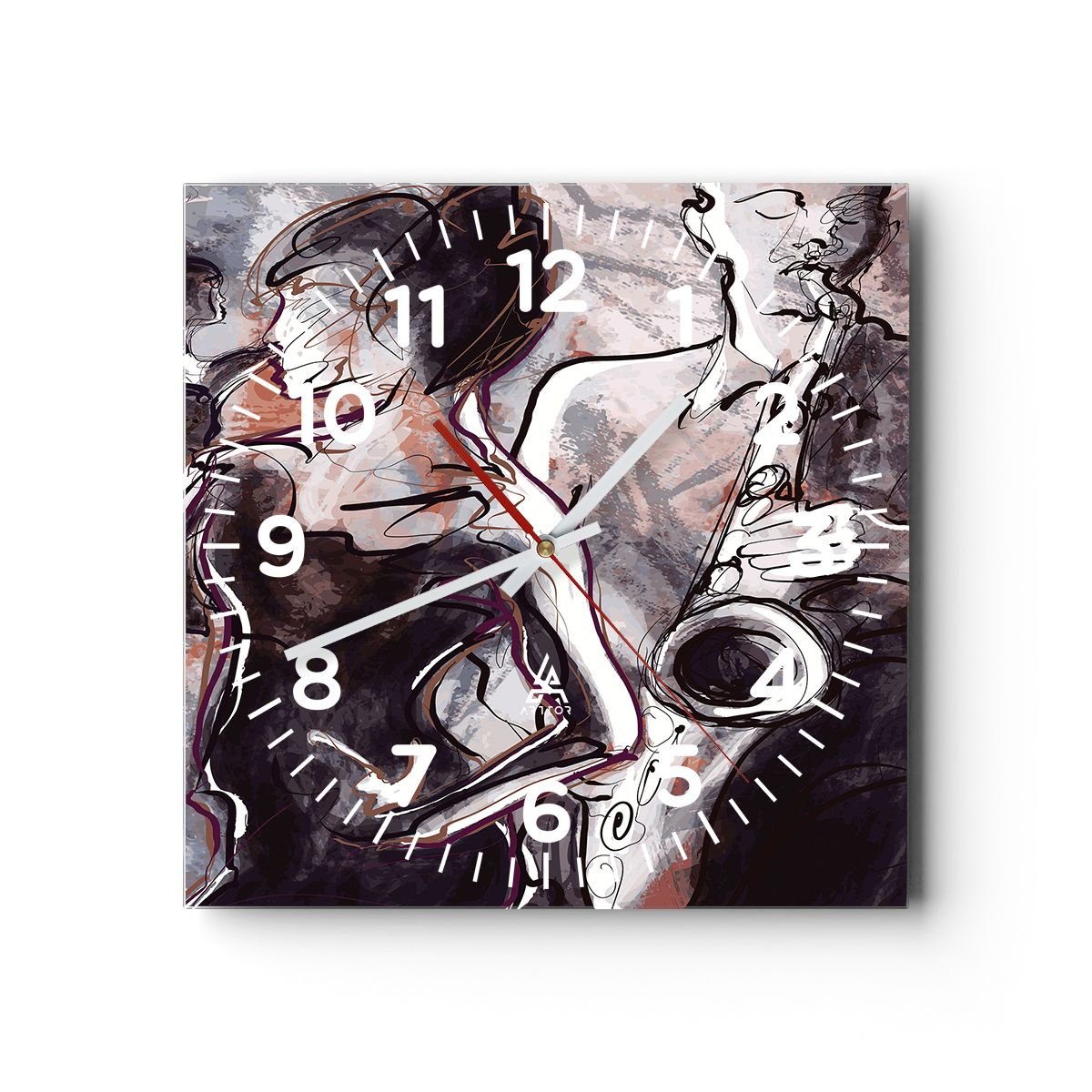 Zegar ścienny - Rozpłynąć się w muzyce - 30x30cm - Muzyka Jazz Taniec ...