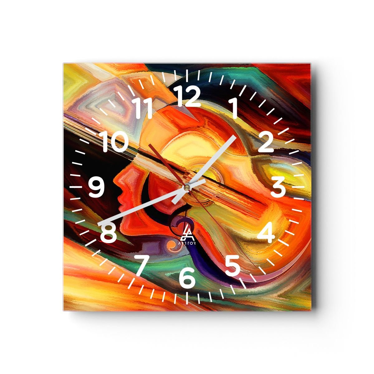 Zegar ścienny - Wszystko gra - 30x30cm - Abstrakcja Twarz Kobiety Skrzypce - Kwadratowy zegar ...