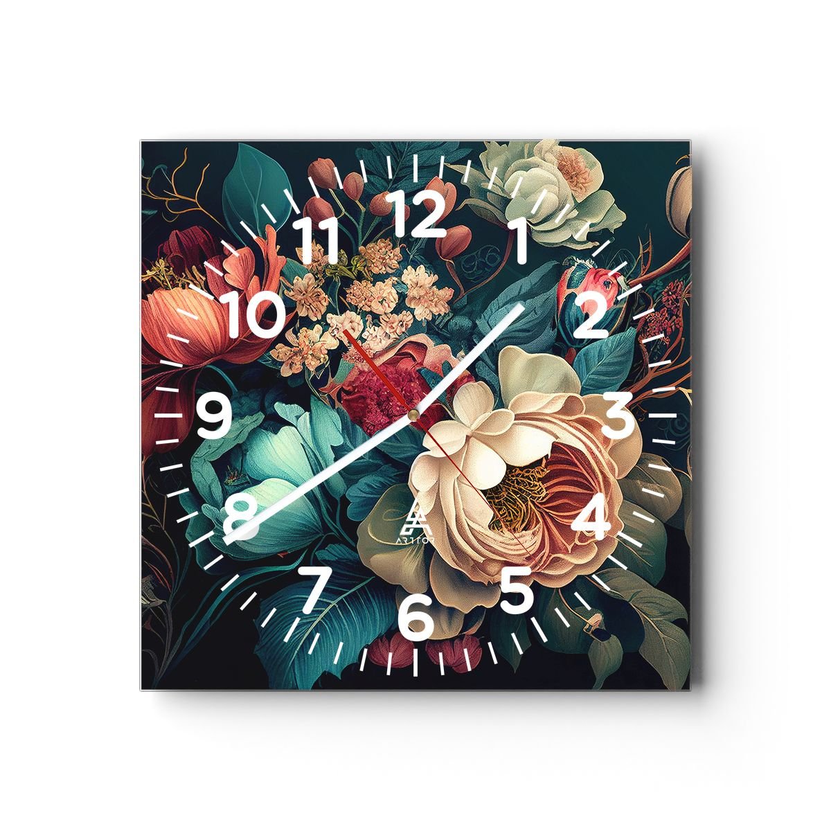 Zegar ścienny - XIX-wieczny czar - 40x40cm - Kwiaty Shabby Chic ...