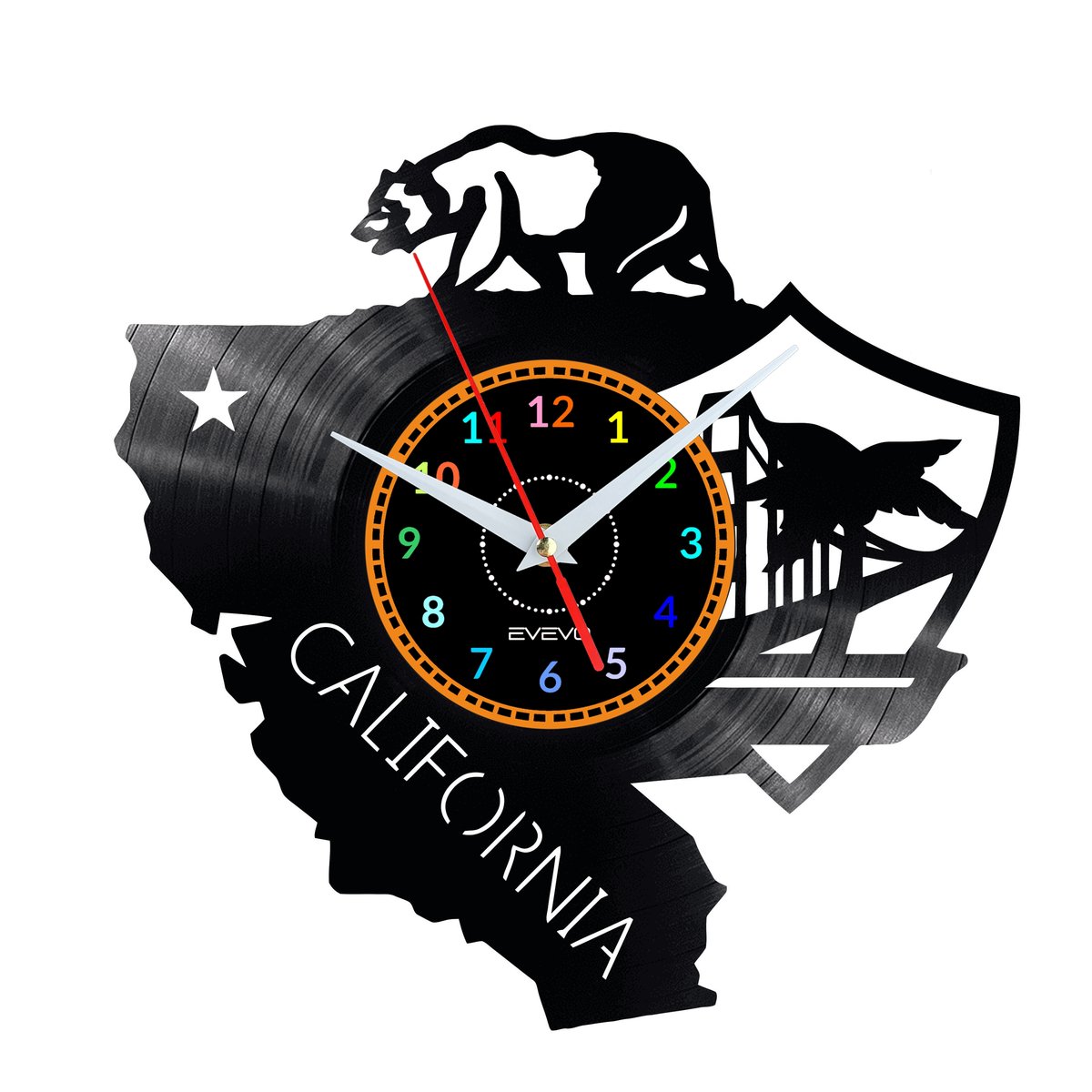Zegar Z Płyty Winylowej California Stan USA Grizzly Prezent Dla ...