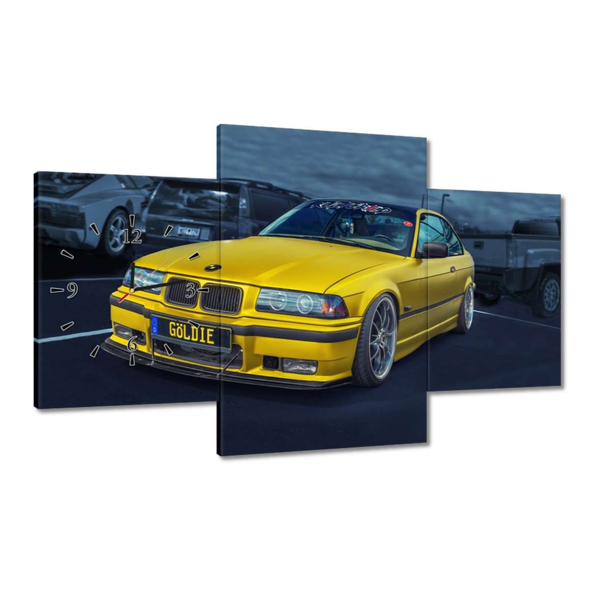 Zegar Złoty Samochód BMW Auto, 100x60cm - ZeSmakiem | Sklep EMPIK.COM