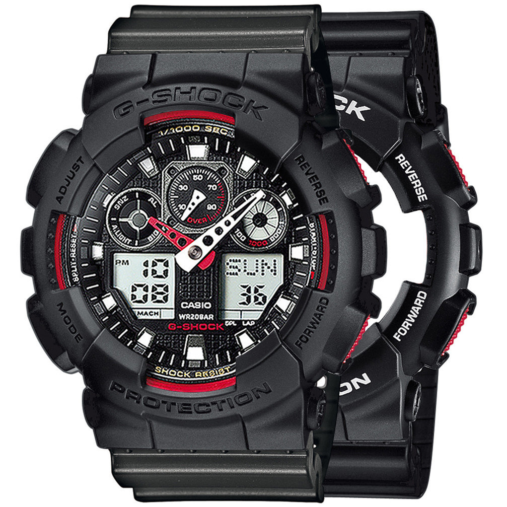 Zegarek Casio G-Shock SET GA-100-1A4ER + BEZEL 10358741 + PASEK ...