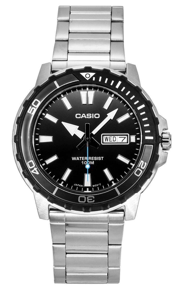 Zegarek Casio Standard Analog Stainless Steel Black Dial Quartz MTD ...