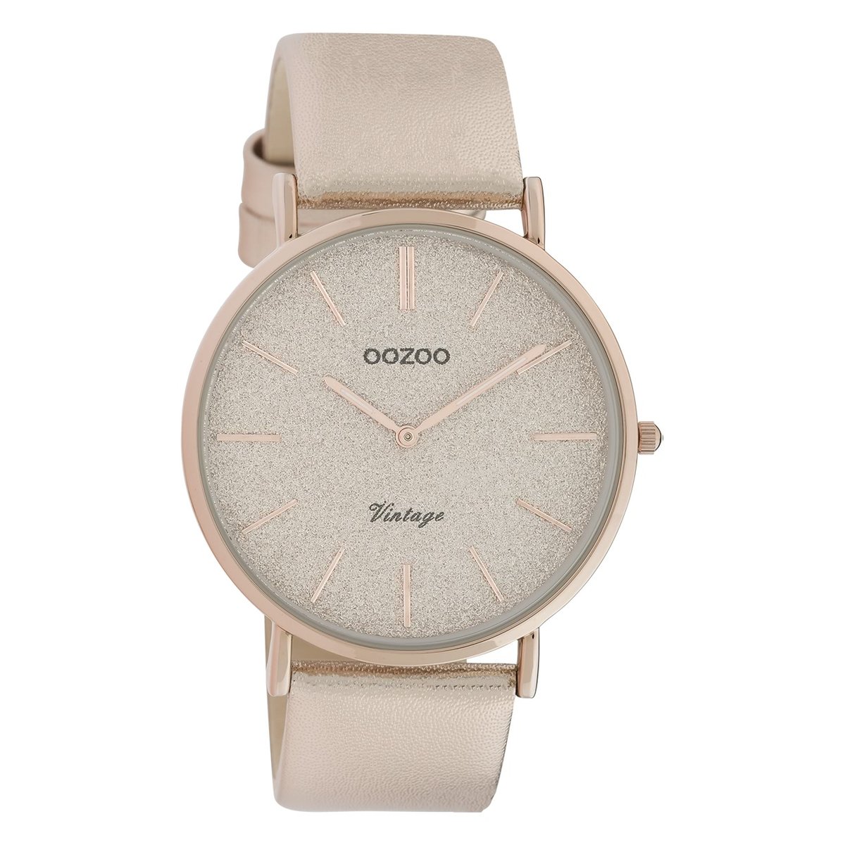 Zegarek damski Oozoo Vintage Series analogowy skórzany beżowy różowy ...