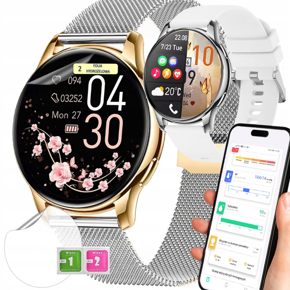 ZEGAREK DAMSKI SMARTWATCH Rubicon POŁĄCZENIA PULS BATERIA 300 ...