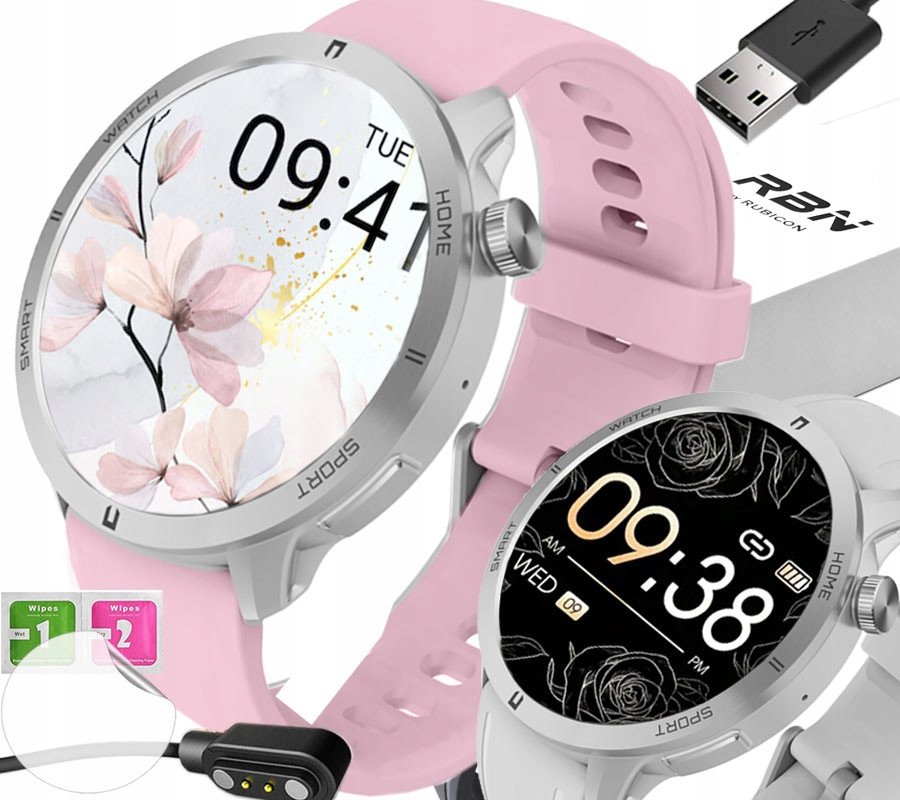 Zegarek damski srebrny SMARTWATCH SMS KROKI POLSKIE MENU POŁACZENIA ...