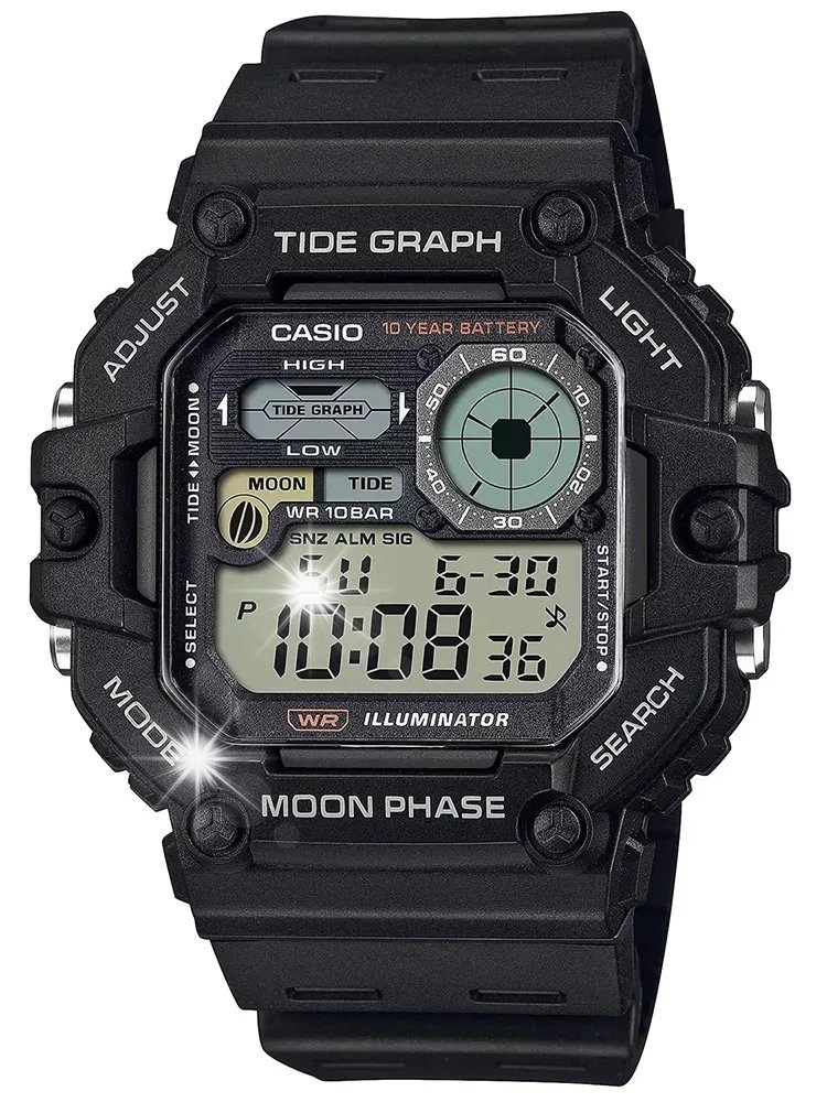 ZEGAREK MĘSKI CASIO Digital Moonphase WS-1700H-1AV + BOX +GRAWER ...