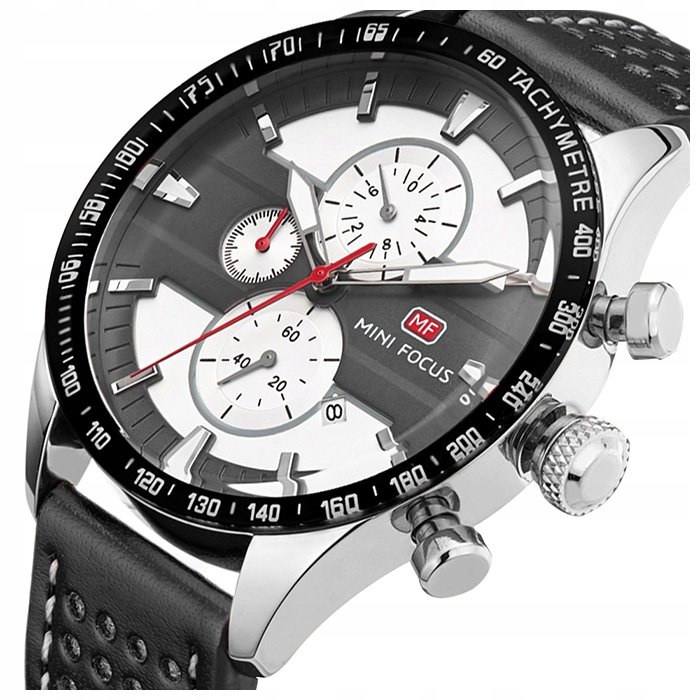Zegarek męski / MINI FOCUS N0002/ pasek / skóra / czarny - Inna marka | Moda Sklep EMPIK.COM