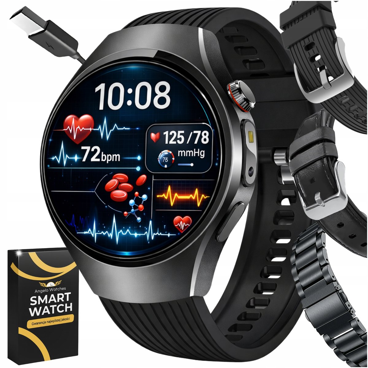 Zegarek Smartwatch Męski Angelo Watches AT116 Ekran AMOLED Funkcja ...
