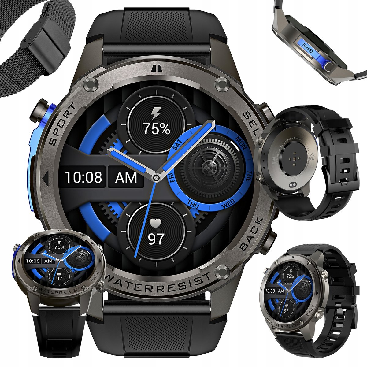 Zegarek Smartwatch Męski Wodoodporny Rozmowy Menu Pl Sport Gps Smart Watch - Lewer | Sklep EMPIK.COM