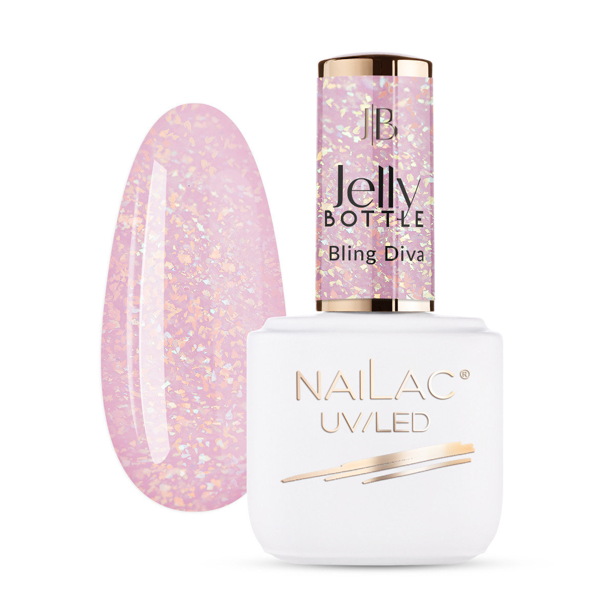 Żel w butelce z drobinkami budujący Jelly Bottle Bling Diva NaiLac 7ml ...