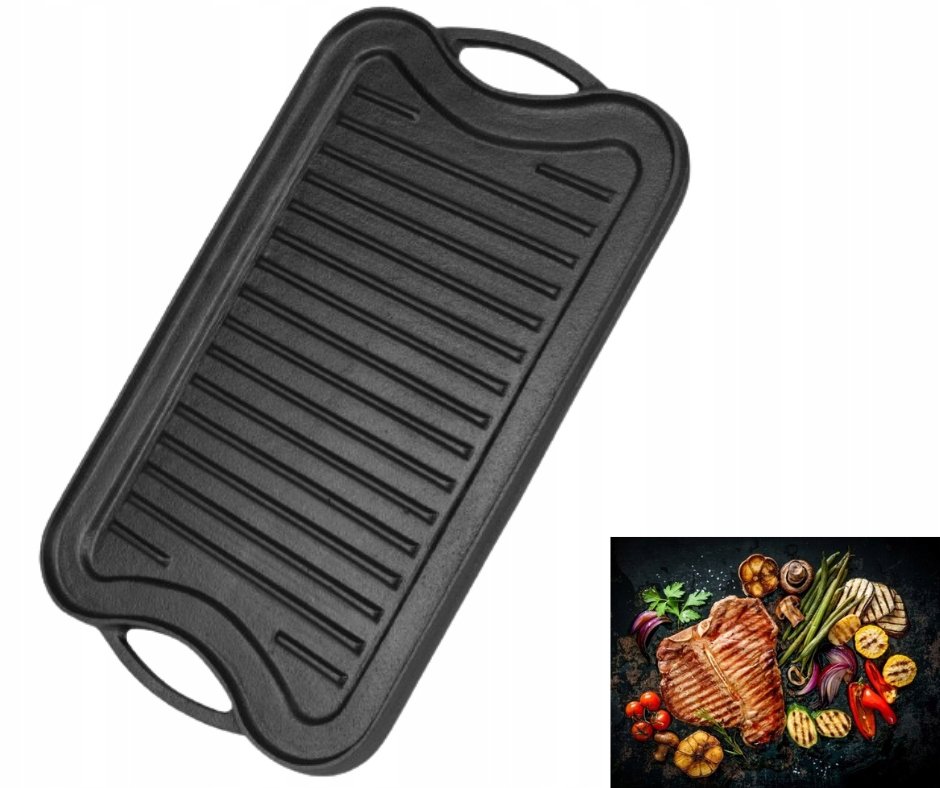 Żeliwna płyta grillowa Rossner, prostokątna 51 x 26 cm, uniwersalna do ...