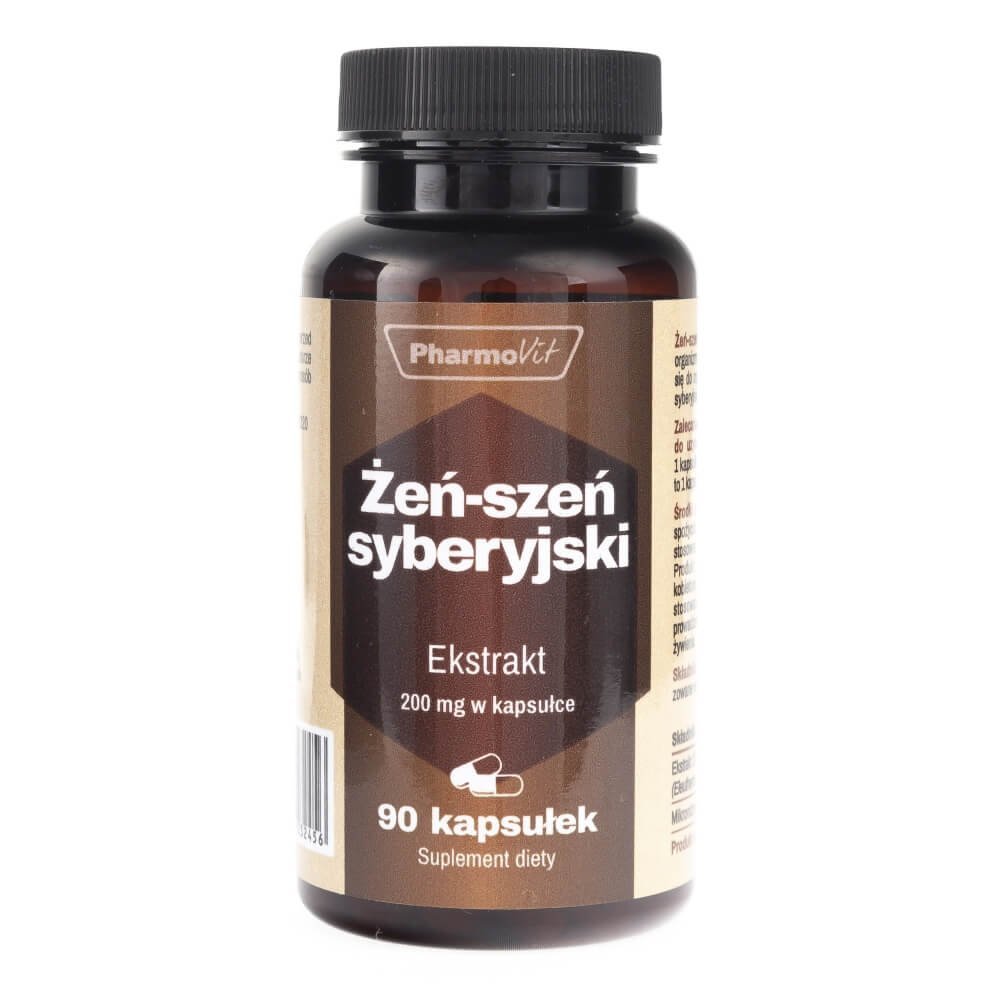 Żeń-szeń syberyjski PHARMOVIT, 200 mg, Suplement diety, 90 kaps ...