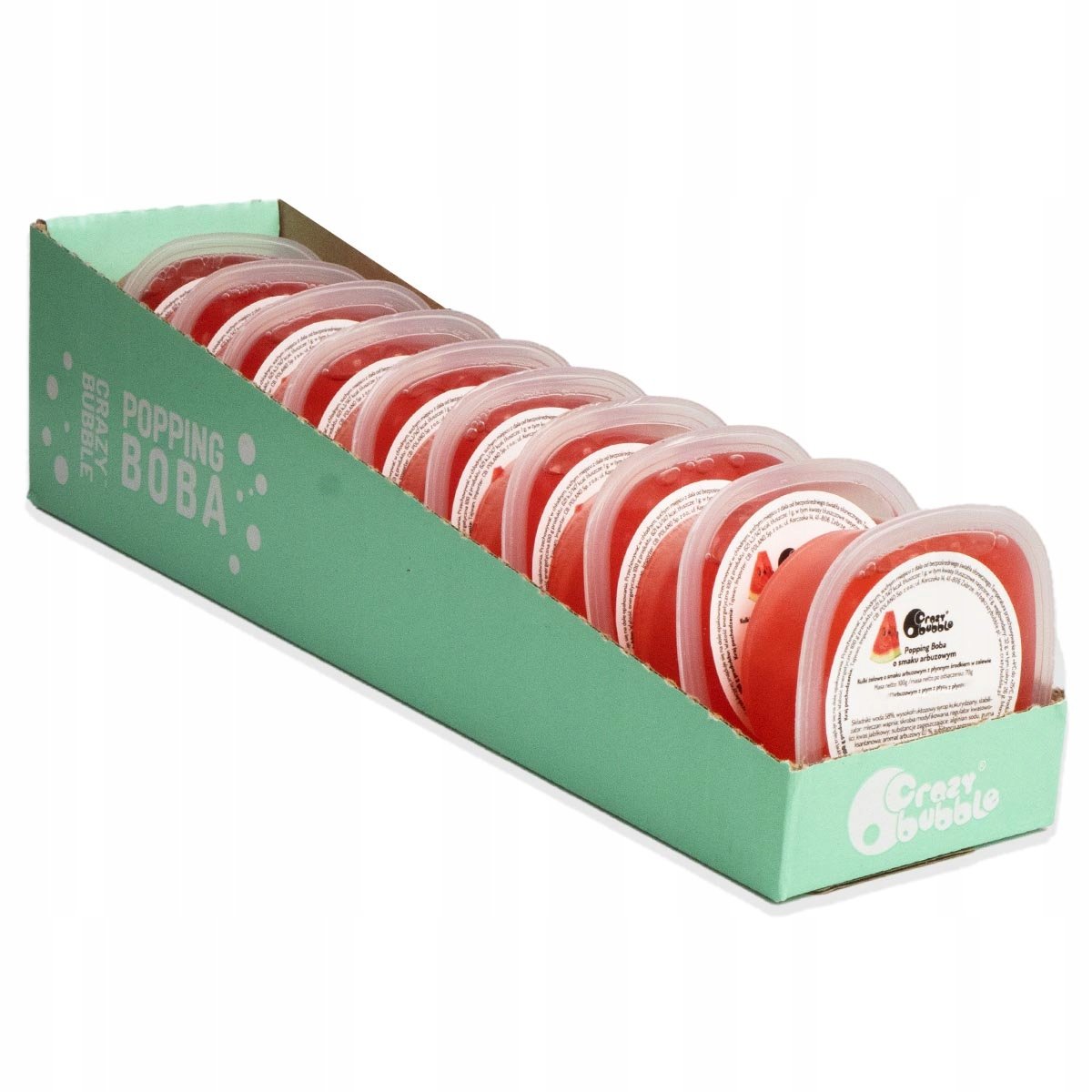 Zestaw 10 szt. Kulki pękające Crazy Bubble Tea ARBUZ 100g Popping Boba ...